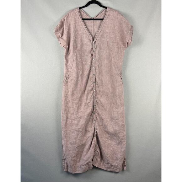 Poetry | Dresses | Poetry Linen Dress Womens Medium Striped Maxi Button ...